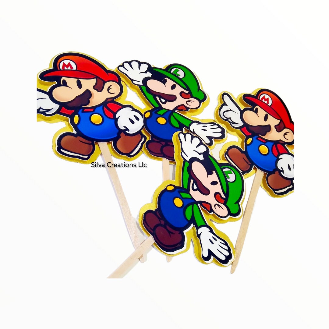 Mario Bros Cupcake Topper Mario Bros Party Supplies Mario - Etsy