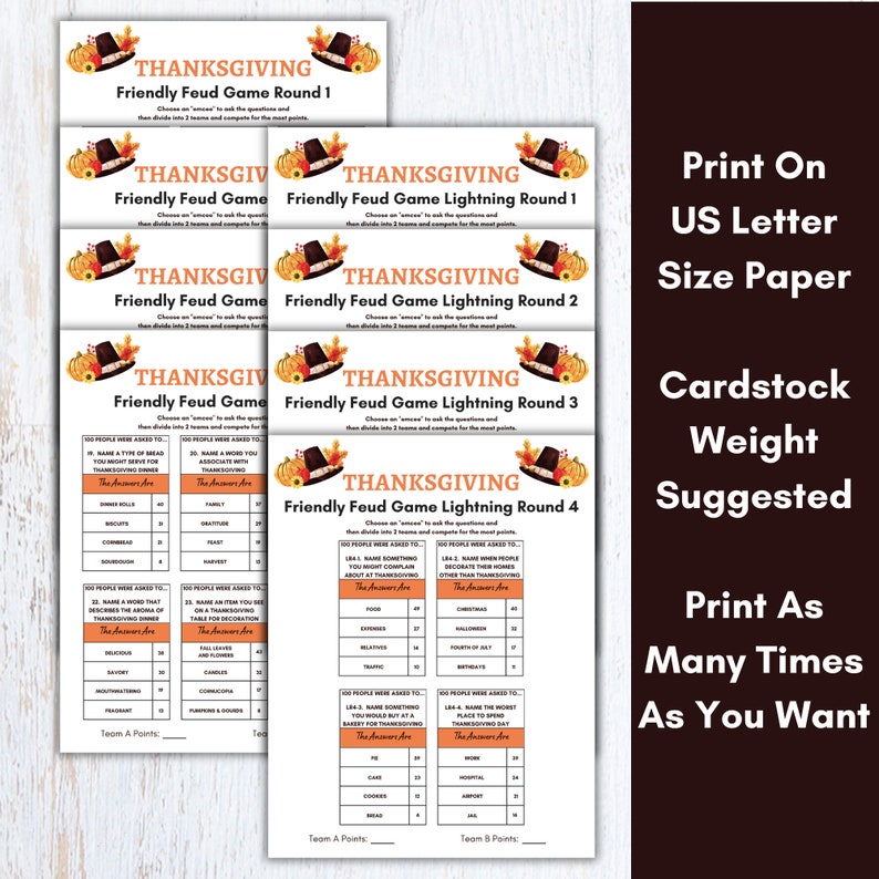 Thanksgiving Friendly Feud Game, Friendsgiving Games, Printable Games ...