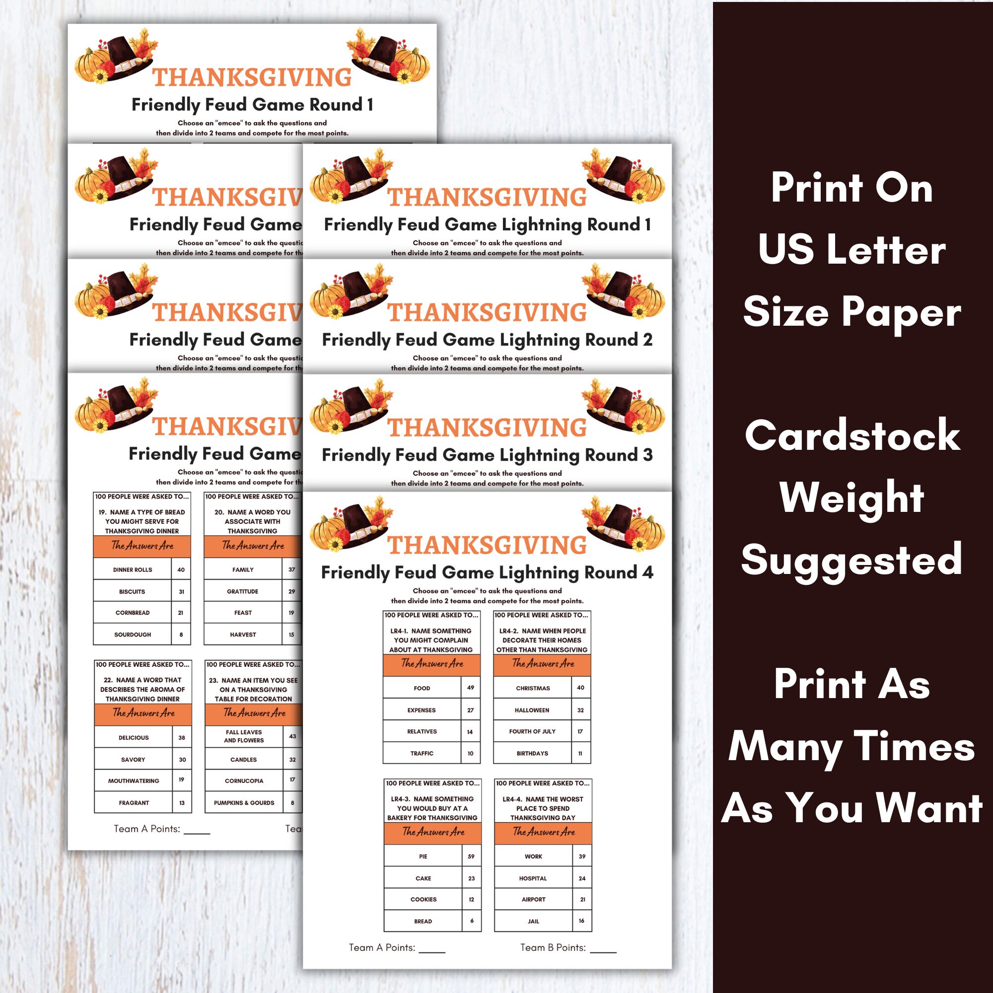 Thanksgiving Friendly Feud Game, Friendsgiving Games, Printable Games ...