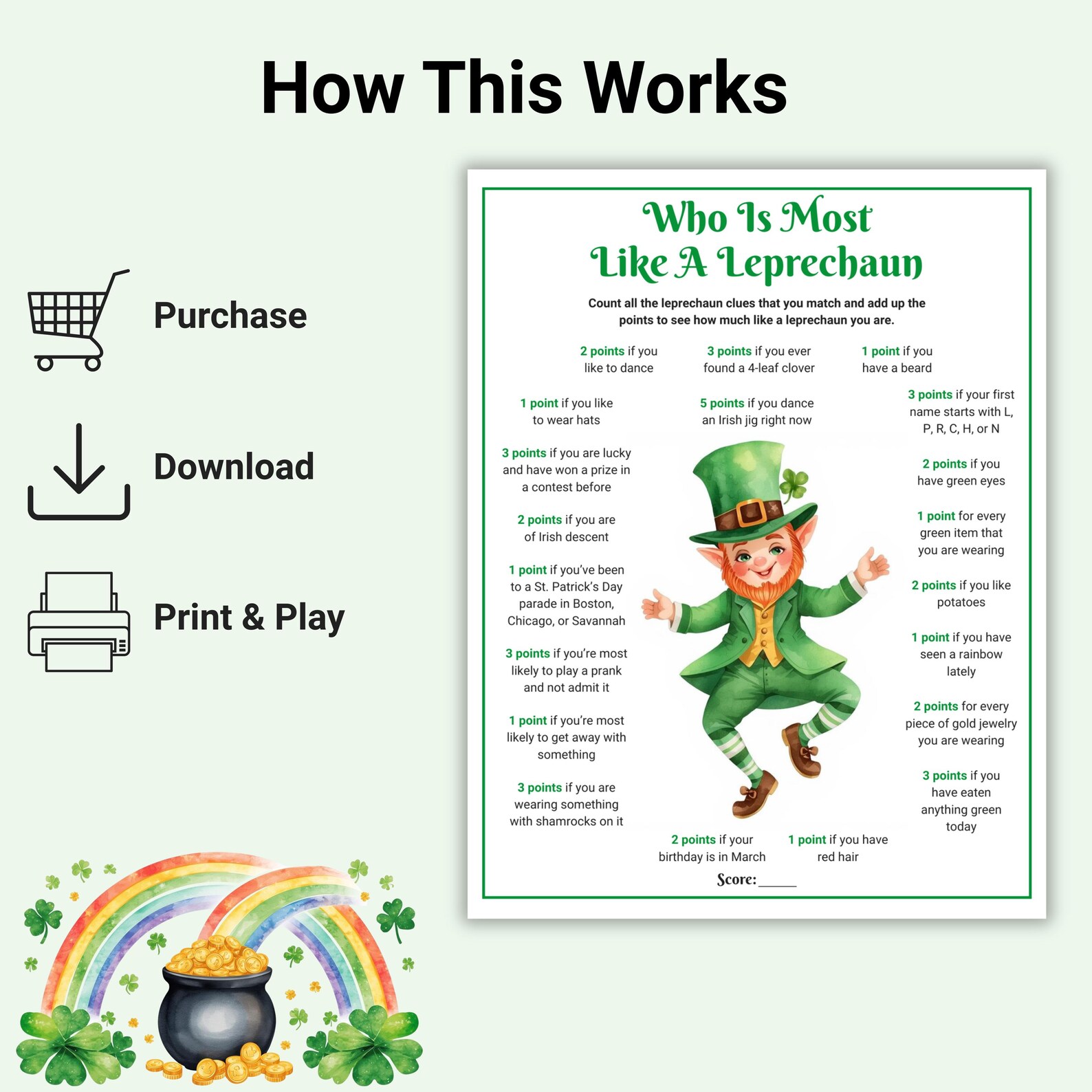 Who is Most Like A Leprechaun, Printable St. Patrick’s Day Party Game ...