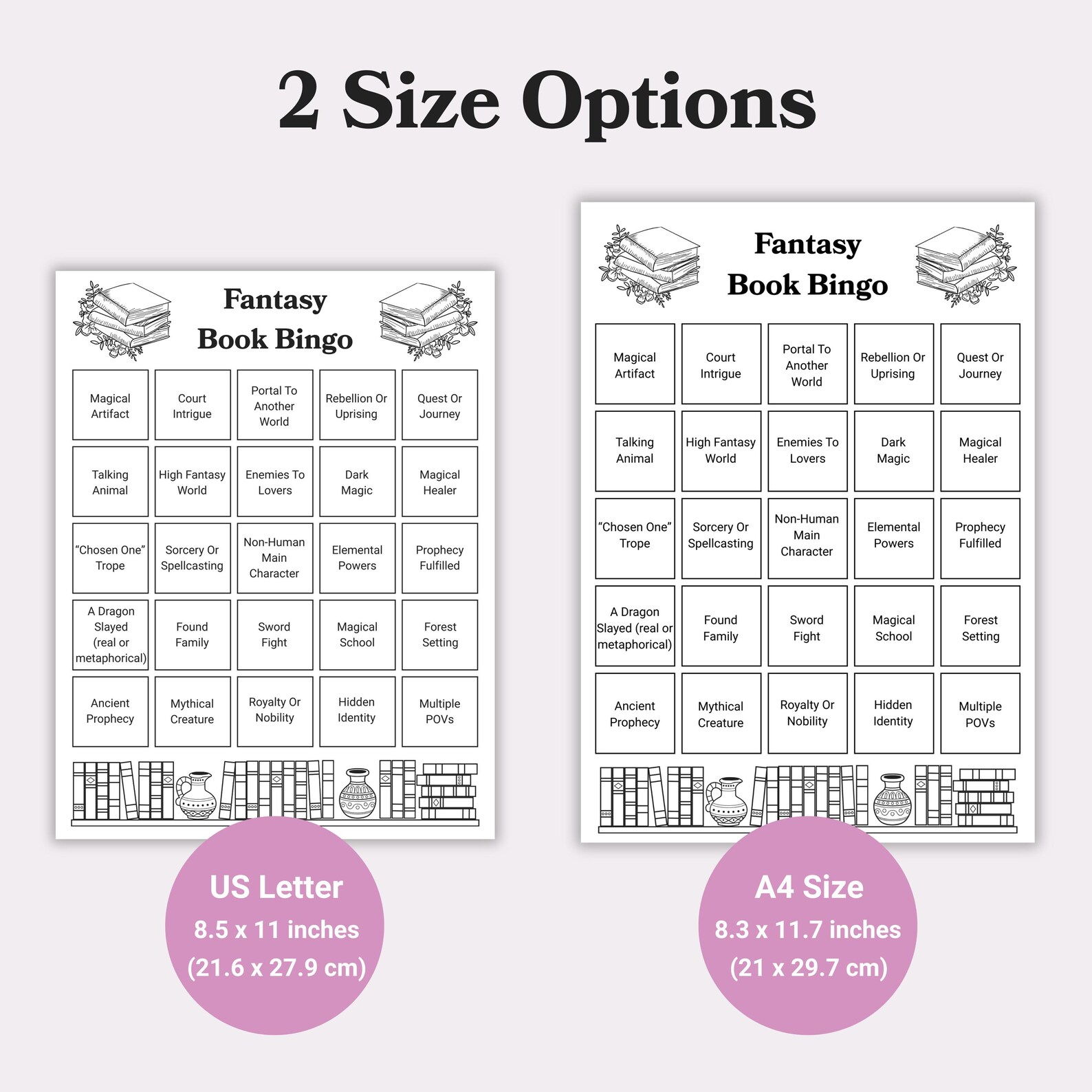 Fantasy Book Bingo Reading Challenge, Printable Book Bingo for Adults ...