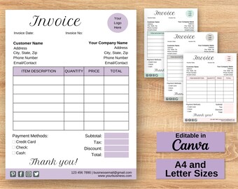 Florist Invoice Canva Template, Wedding Florist Order Form, Editable ...