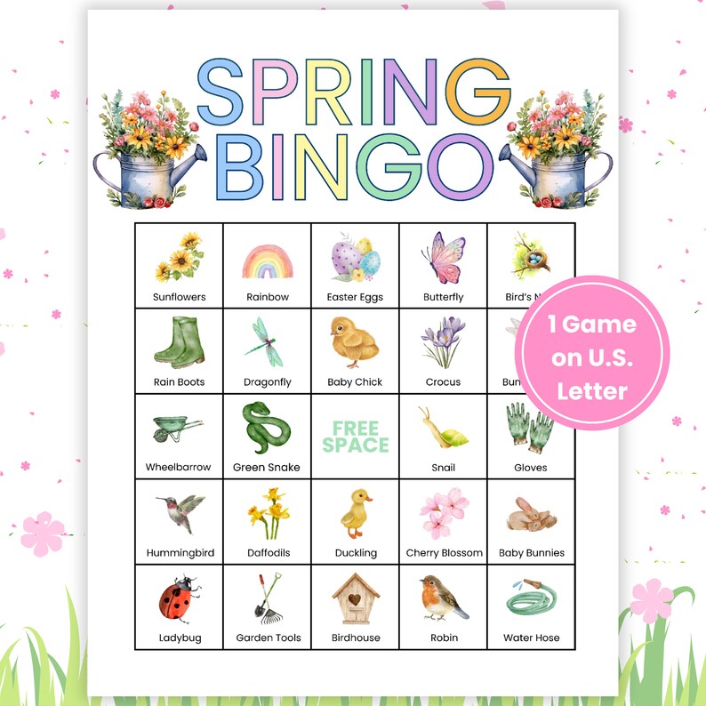 Printable Spring Bingo Games, Bingo Patterns, Springtime Bingo, Tea ...