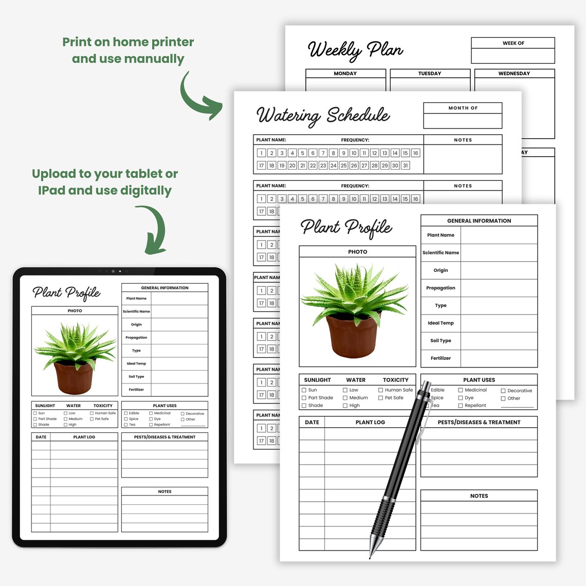 Plant Profile, Watering Schedule, Plant Care Journal, Houseplant Care ...