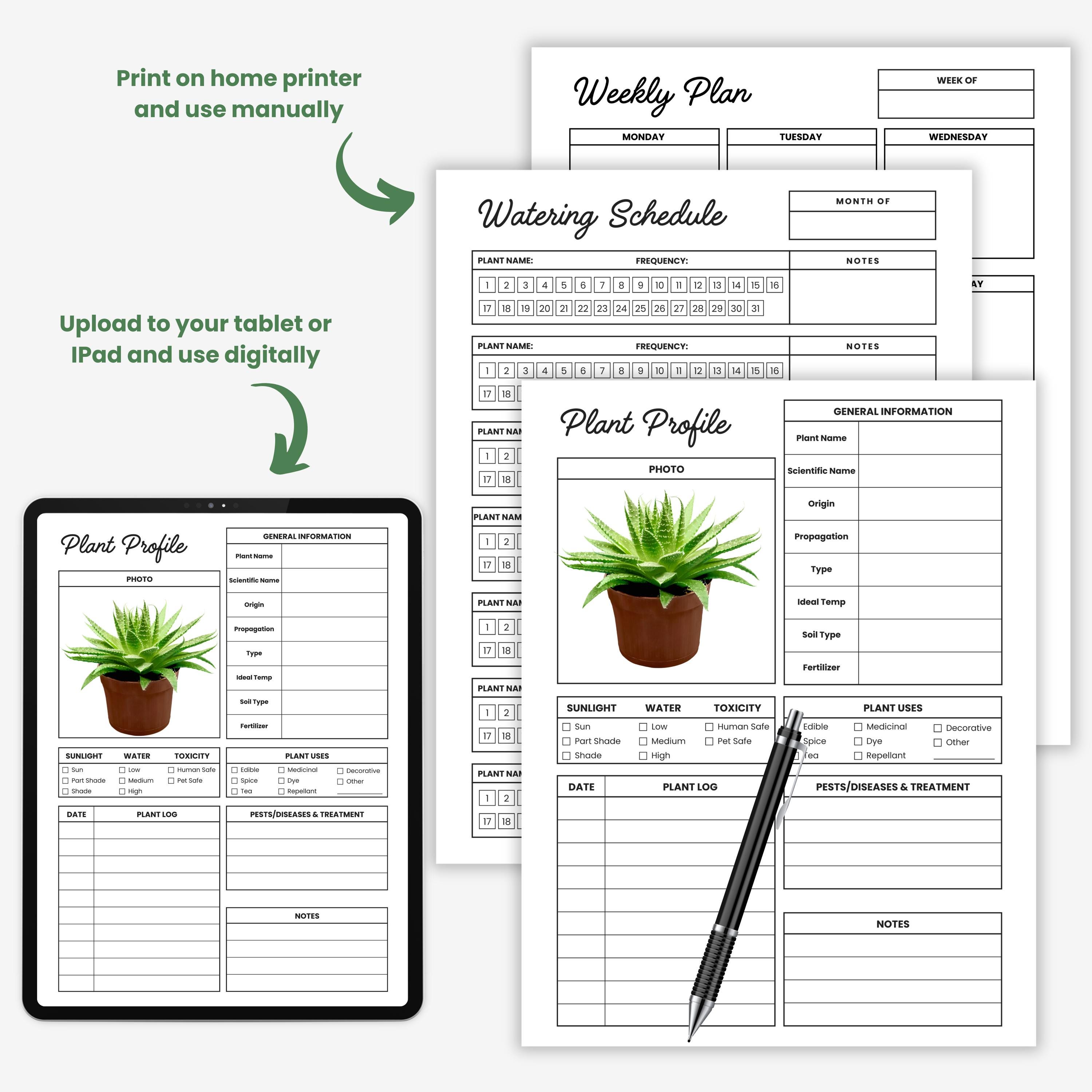 Plant Profile, Watering Schedule, Plant Care Journal, Houseplant Care ...