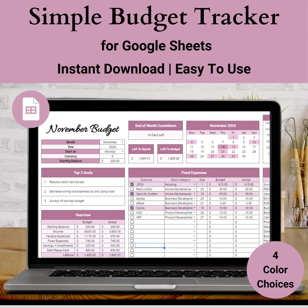Google Sheets Budget Tracker, Income and Expense Tracker, Bill Calendar ...