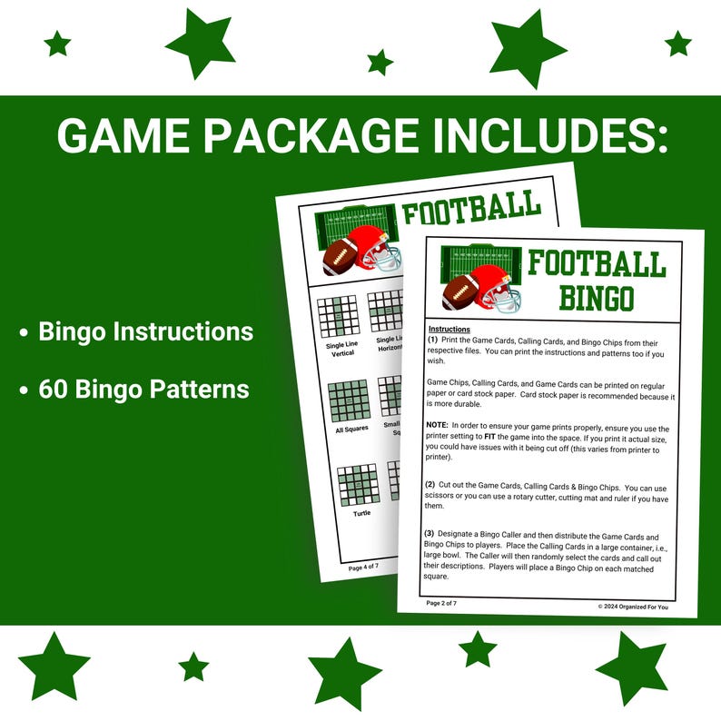 Football Bingo Games, Printable Bingo Cards for Kids and Adults, Bingo ...