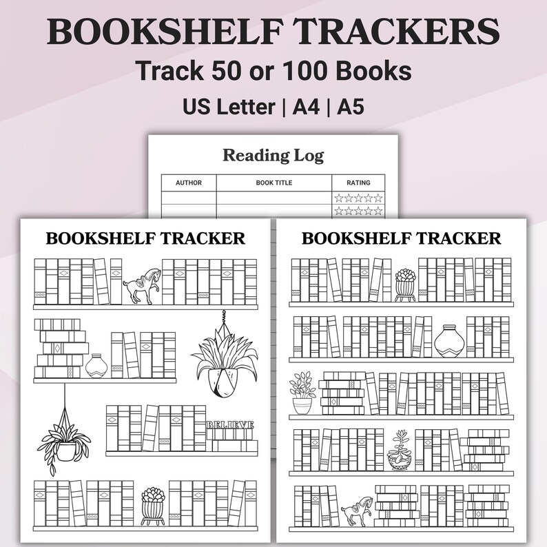 Bookshelf Reading Tracker, Printable Book Tracker, TBR Bookshelf ...