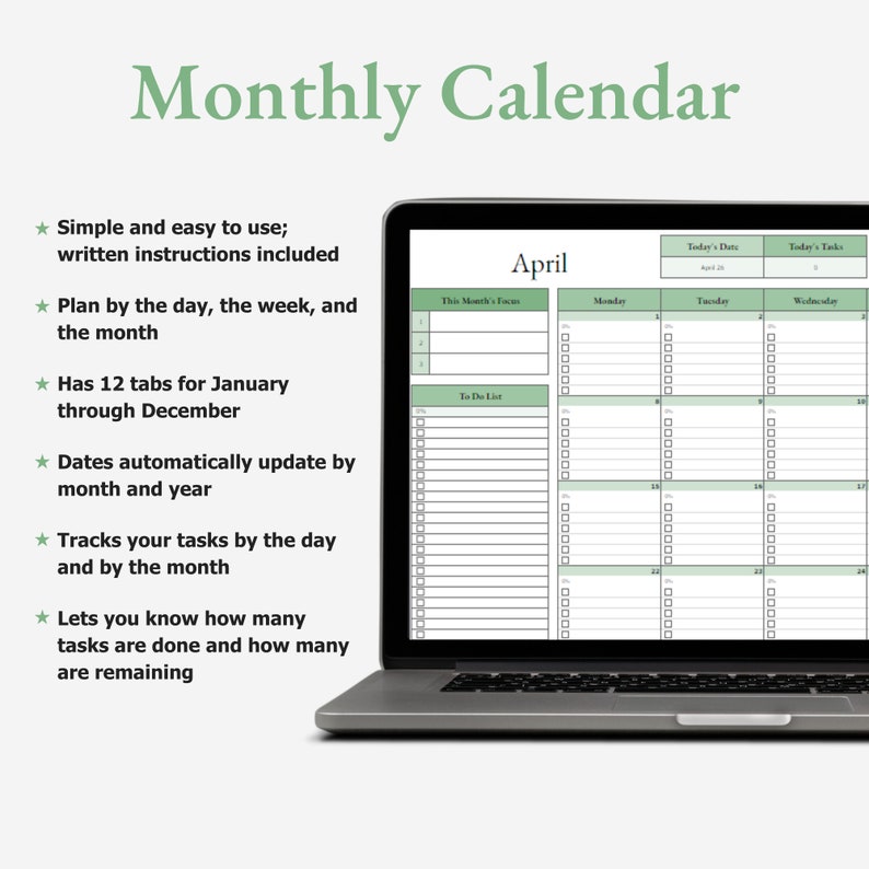 Editable Calendar for Google Sheets, Daily, Weekly, Monthly Task ...
