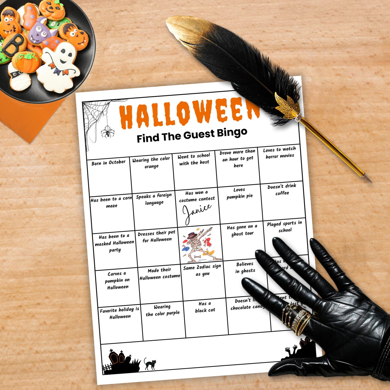 Find the Guest Bingo Game, Adult Halloween Game, Coworker Mix and ...