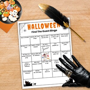 Find the Guest Bingo Game, Adult Halloween Game, Coworker Mix and ...