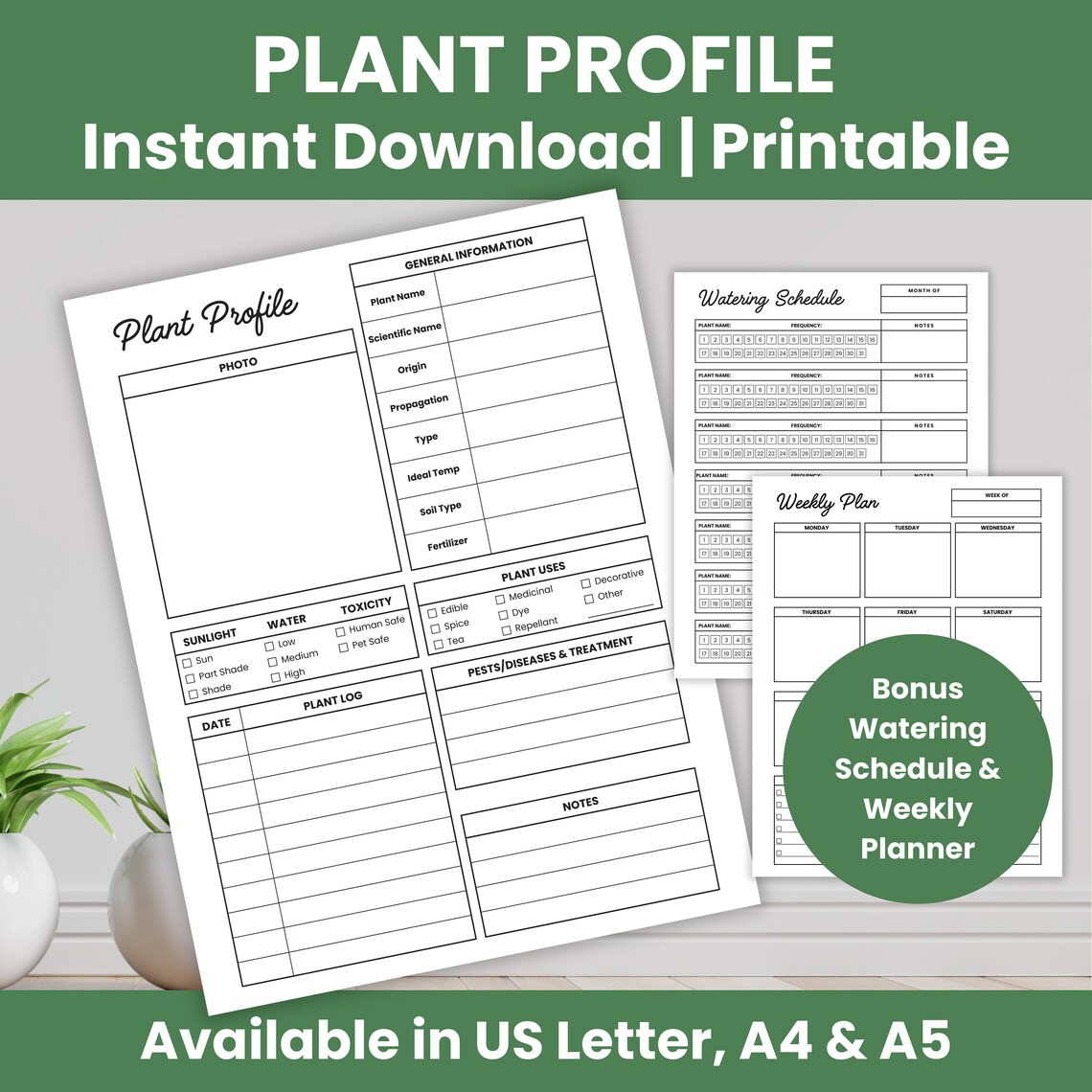 Plant Profile, Watering Schedule, Plant Care Journal, Houseplant Care ...
