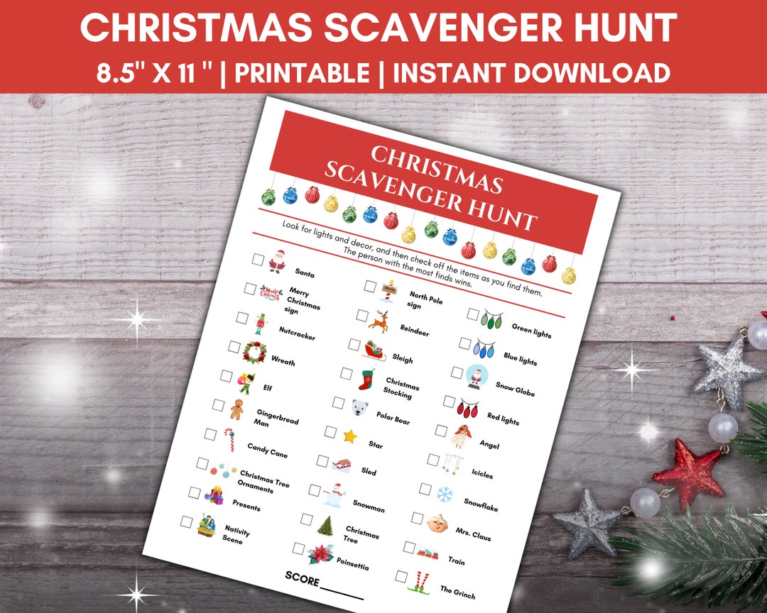 Christmas Scavenger Hunt Game, Christmas Party Games, Printable Holiday ...