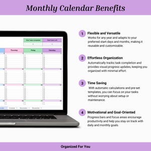 Monthly Calendar Checklist, Google Sheets Productivity Planner ...