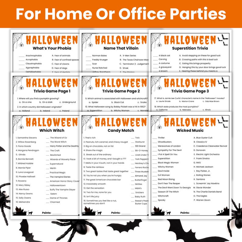 Halloween Trivia Games Bundle, Games for Adults, Office Party Games ...