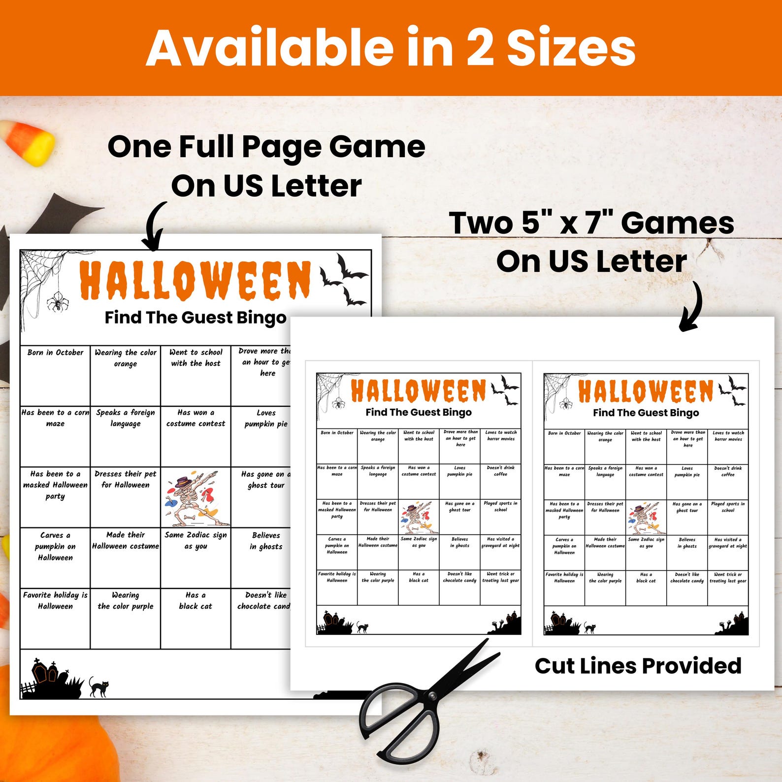 Find the Guest Bingo Game, Adult Halloween Game, Coworker Mix and ...