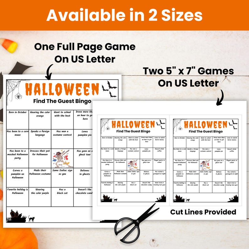 Find the Guest Bingo Game, Adult Halloween Game, Coworker Mix and ...