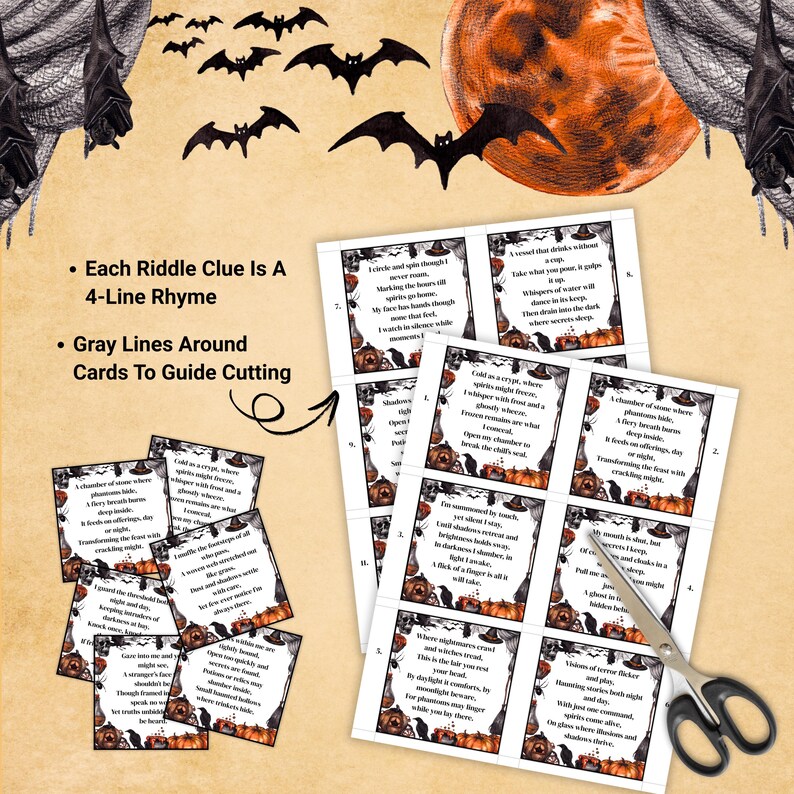 Halloween Scavenger Hunt for Adults, Printable Clue Cards, Indoor and ...