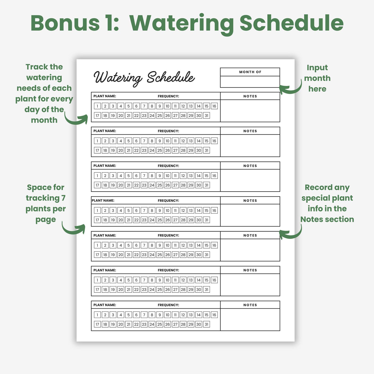 Plant Profile, Watering Schedule, Plant Care Journal, Houseplant Care ...