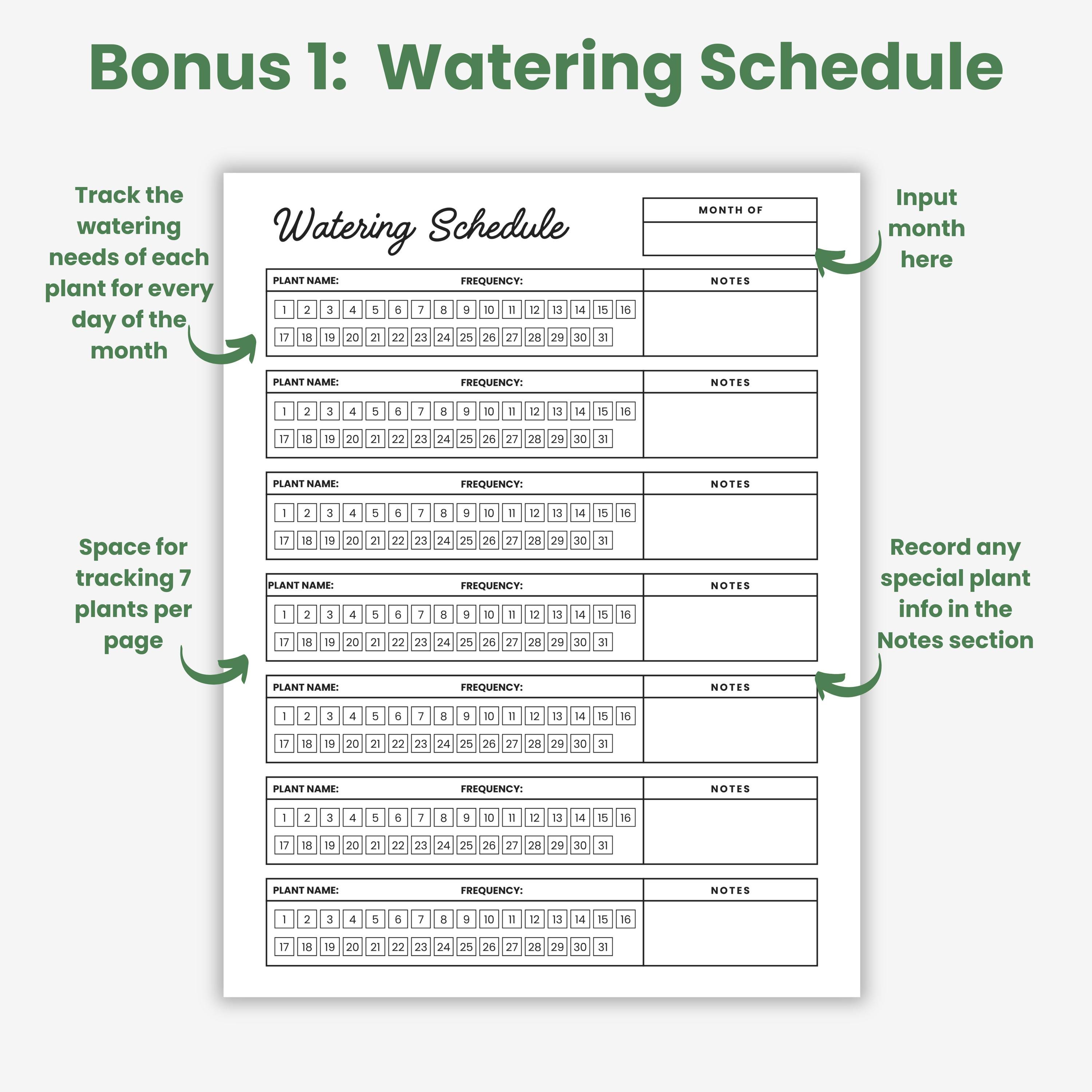 Plant Profile, Watering Schedule, Plant Care Journal, Houseplant Care ...