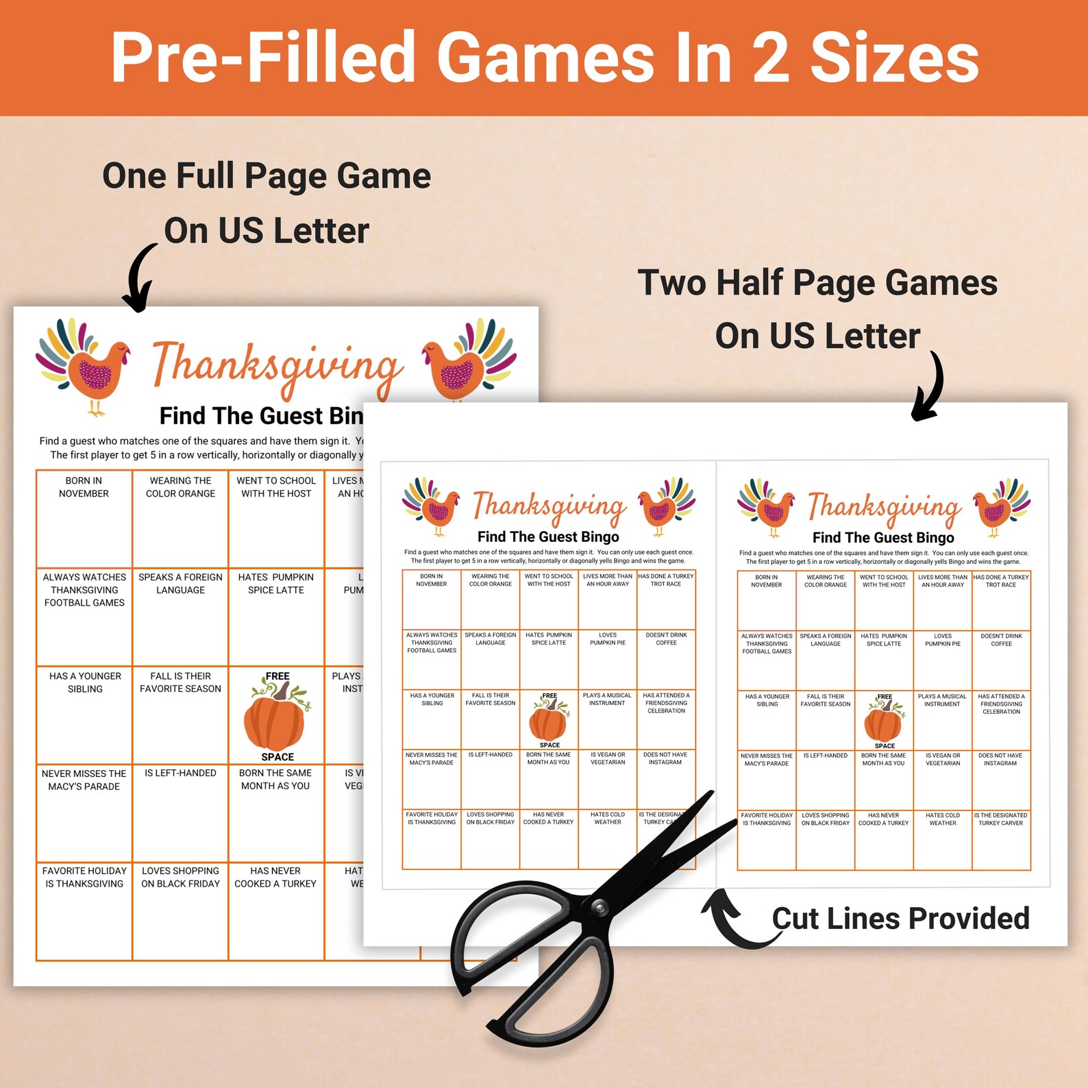 Find the Guest Bingo Game, Editable Mix and Mingle Bingo, Thanksgiving ...