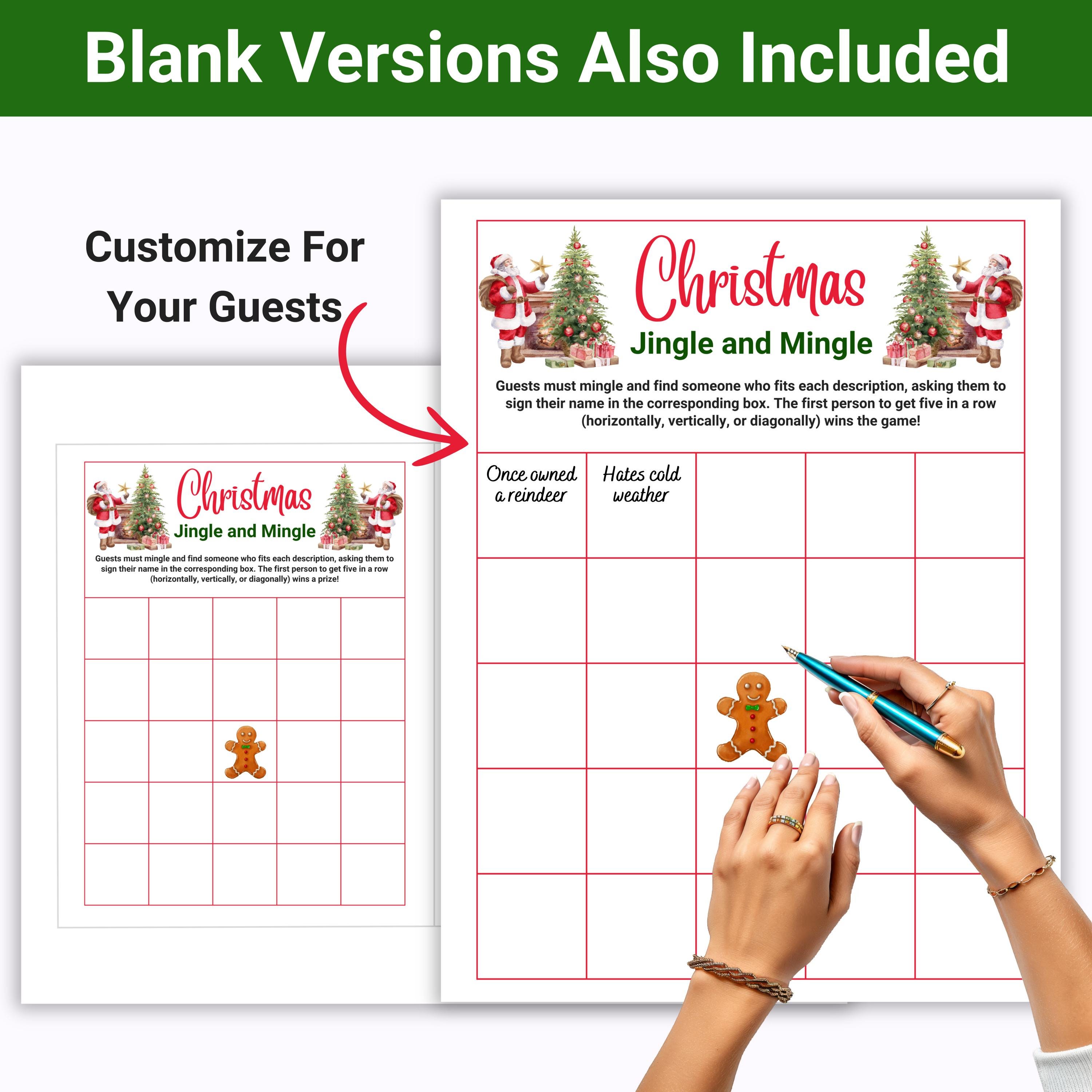 Christmas Find the Guest Bingo Party Game, Printable Mix and Mingle ...