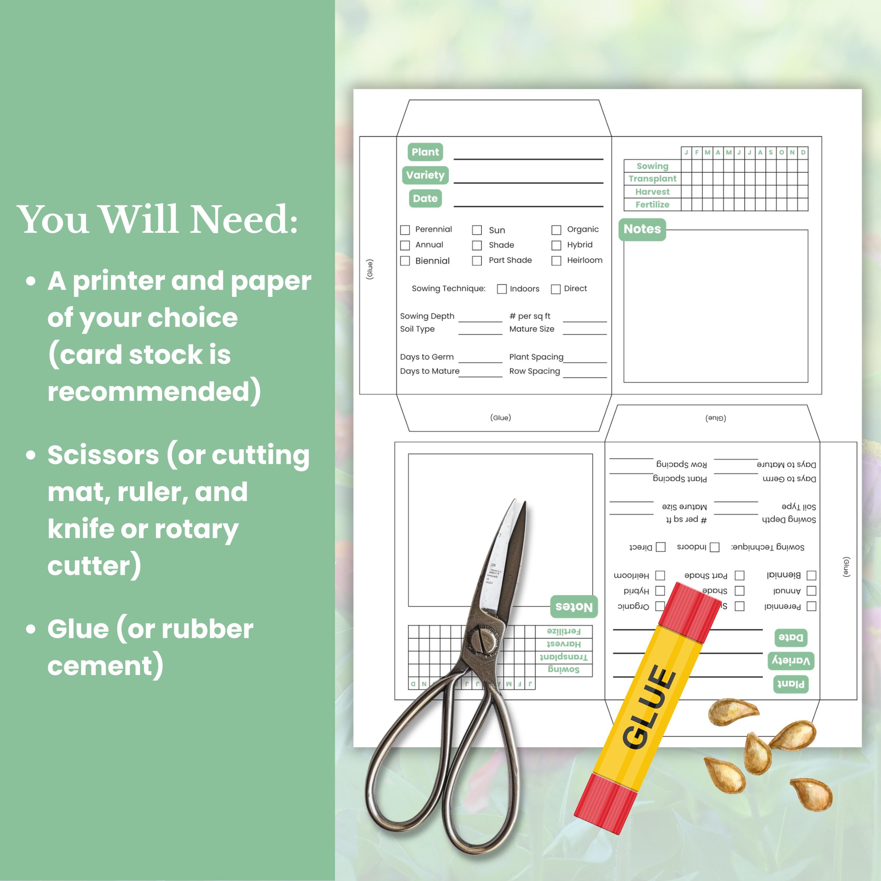 Garden Seed Saver Packet Template, Printable Seed Saver Envelopes ...