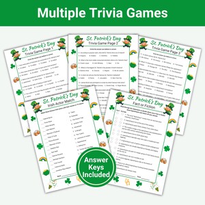 St Patricks Day Printable Party Game Bundle, Irish Party Games for ...