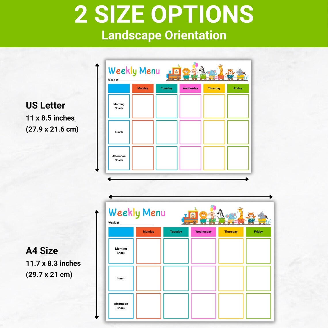 Editable Daycare Weekly Menu, Printable Childcare Menu Plan, Home ...