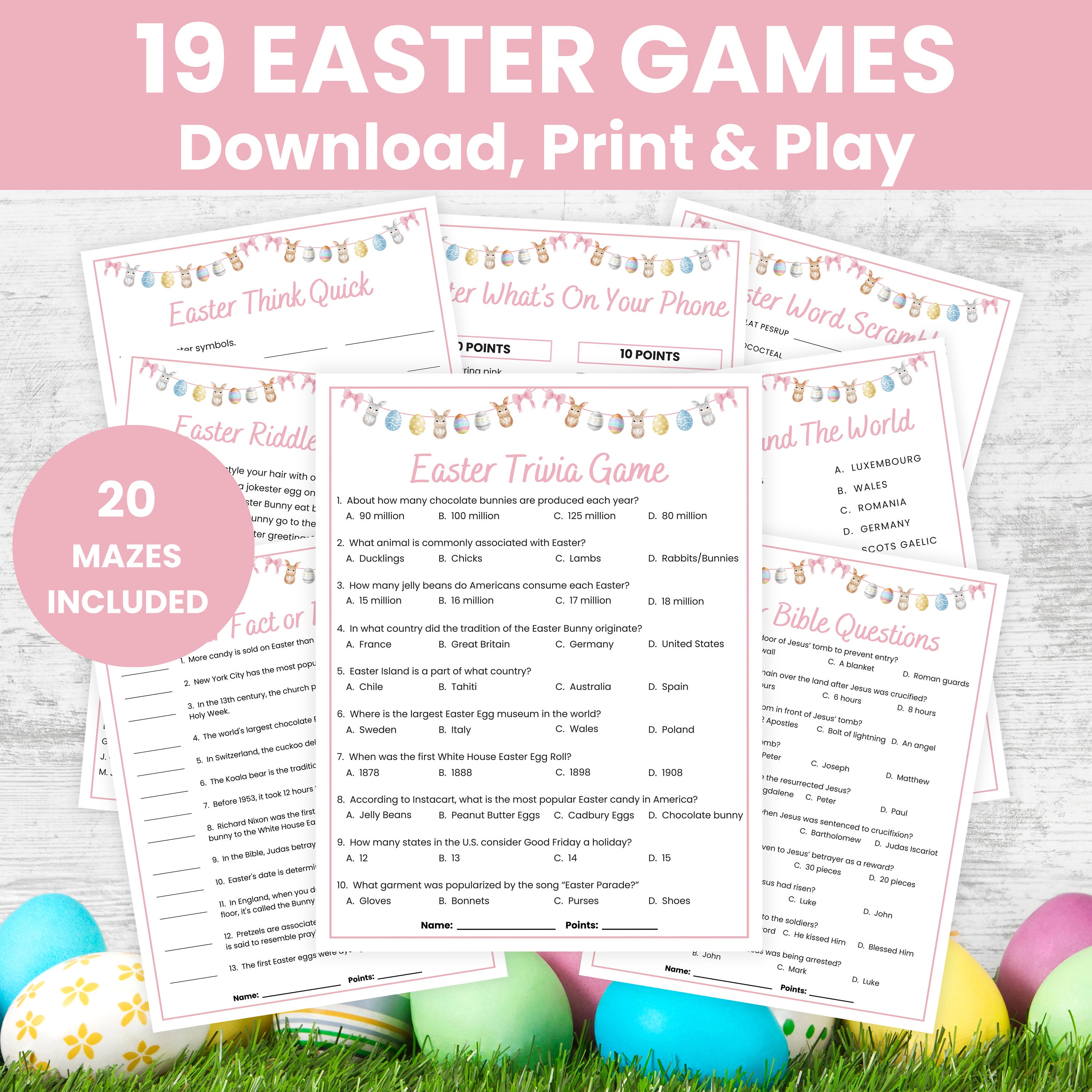 Easter Games Bundle, Easter Family Games, Games for Adults, Kids, Teens ...