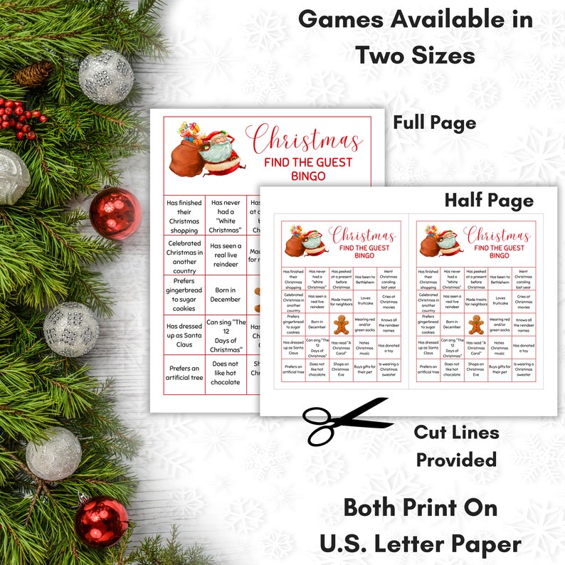 Christmas Find the Guest Bingo Game, Christmas Party Games, Printable ...