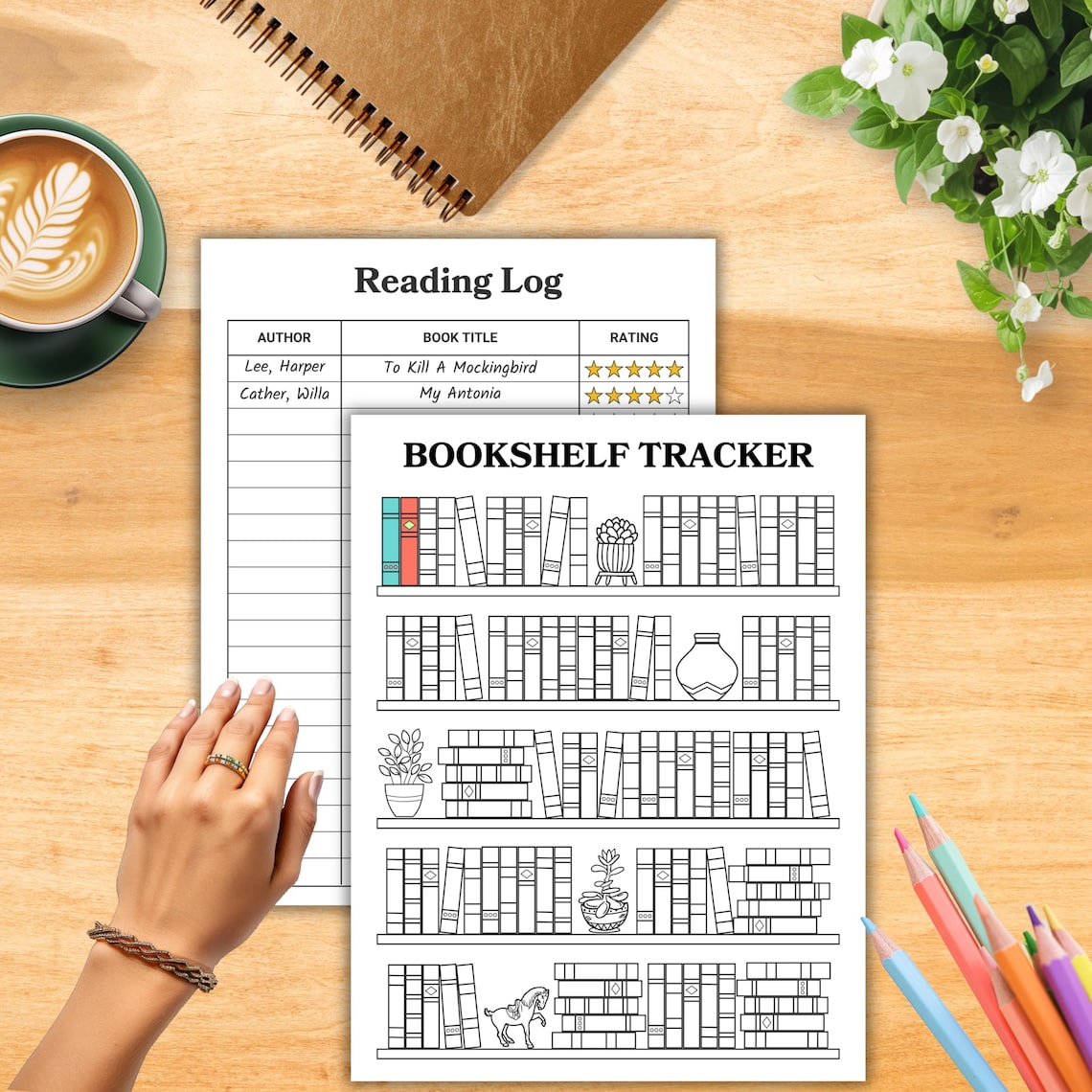 Bookshelf Reading Tracker, Printable Book Tracker, TBR Bookshelf ...