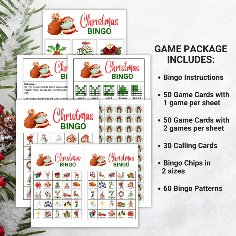 Christmas Bingo Games, Printable Bingo Game Cards, Games for Adults and ...