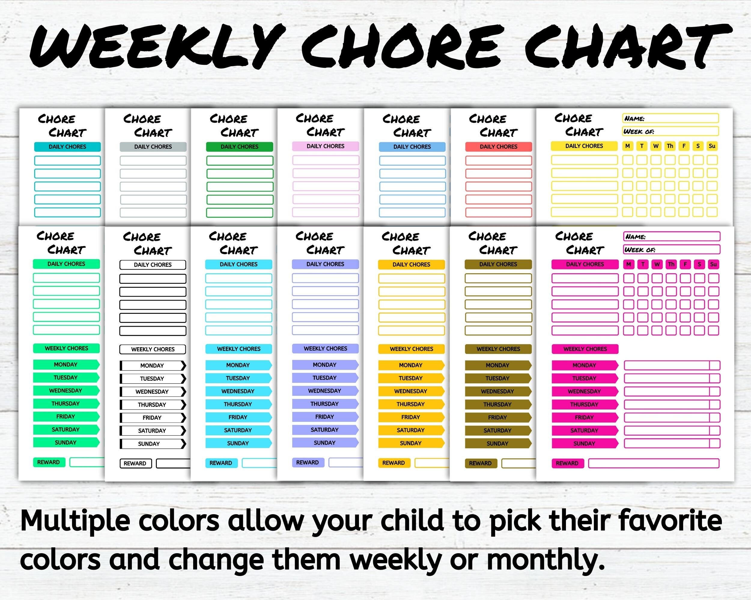 Chore Chart for Kids, Kids Chore Chart, Teen Chore Chart, Roommate ...