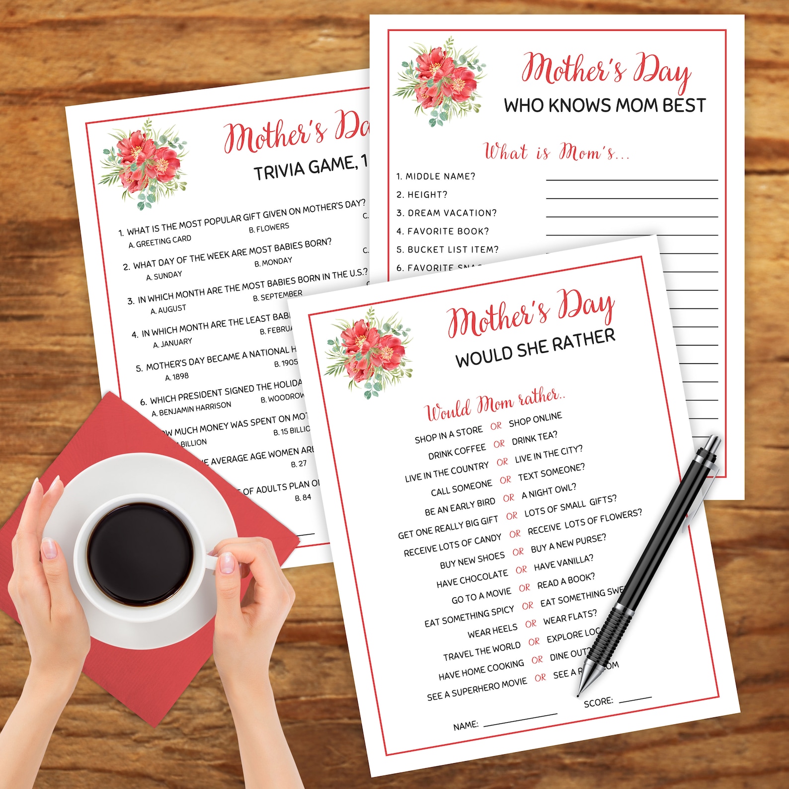 Fun Mothers Day Games, Printable Party Games, Mothers Day Activity ...