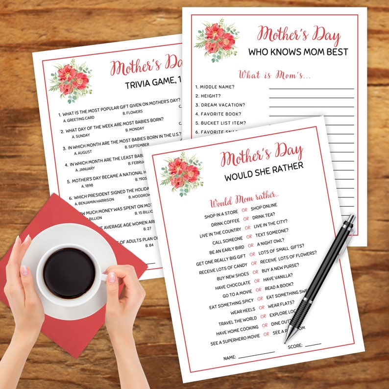 Fun Mothers Day Games, Printable Party Games, Mothers Day Activity ...
