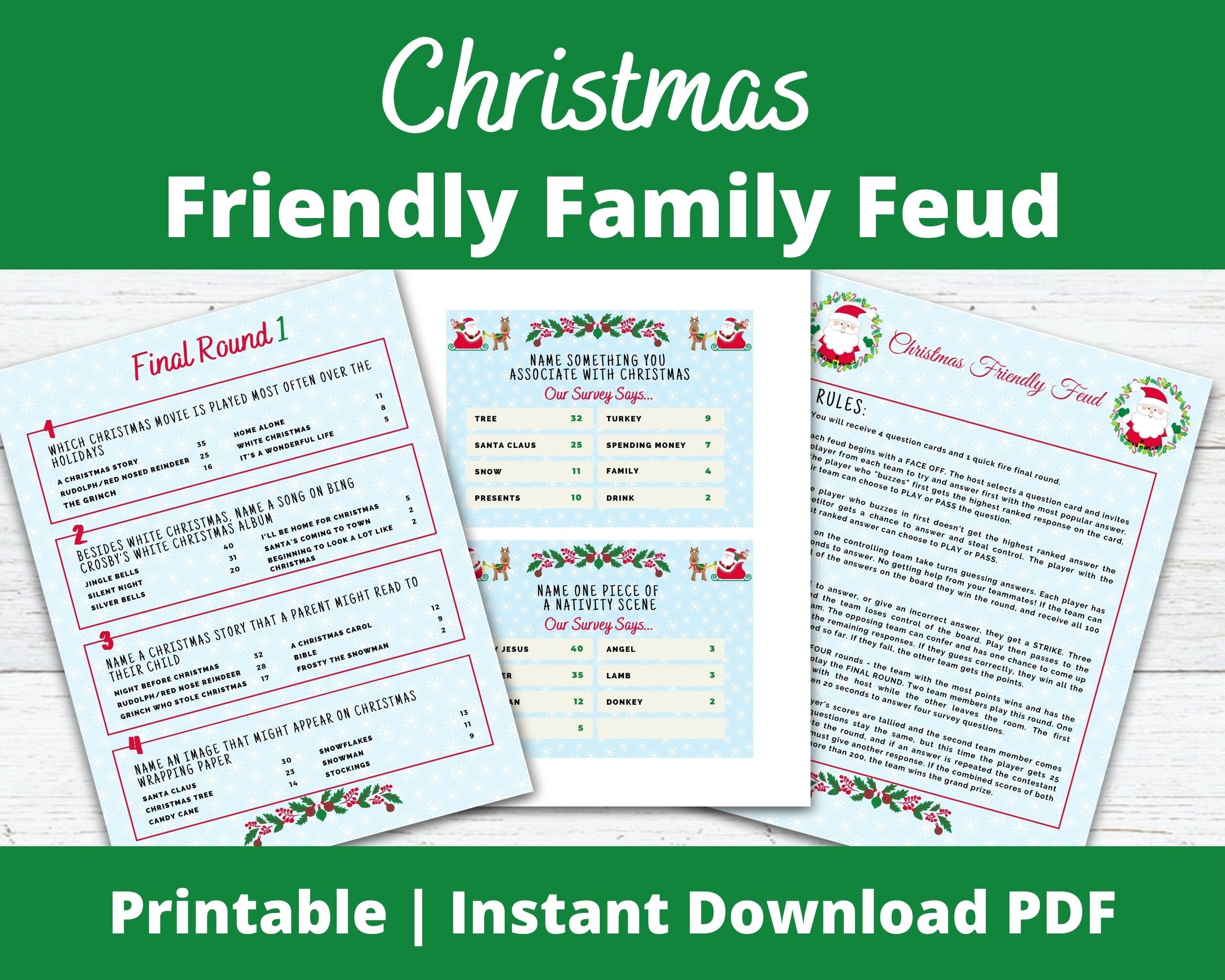 Christmas Friendly Feud Game Printable Family Feud Quiz | Etsy