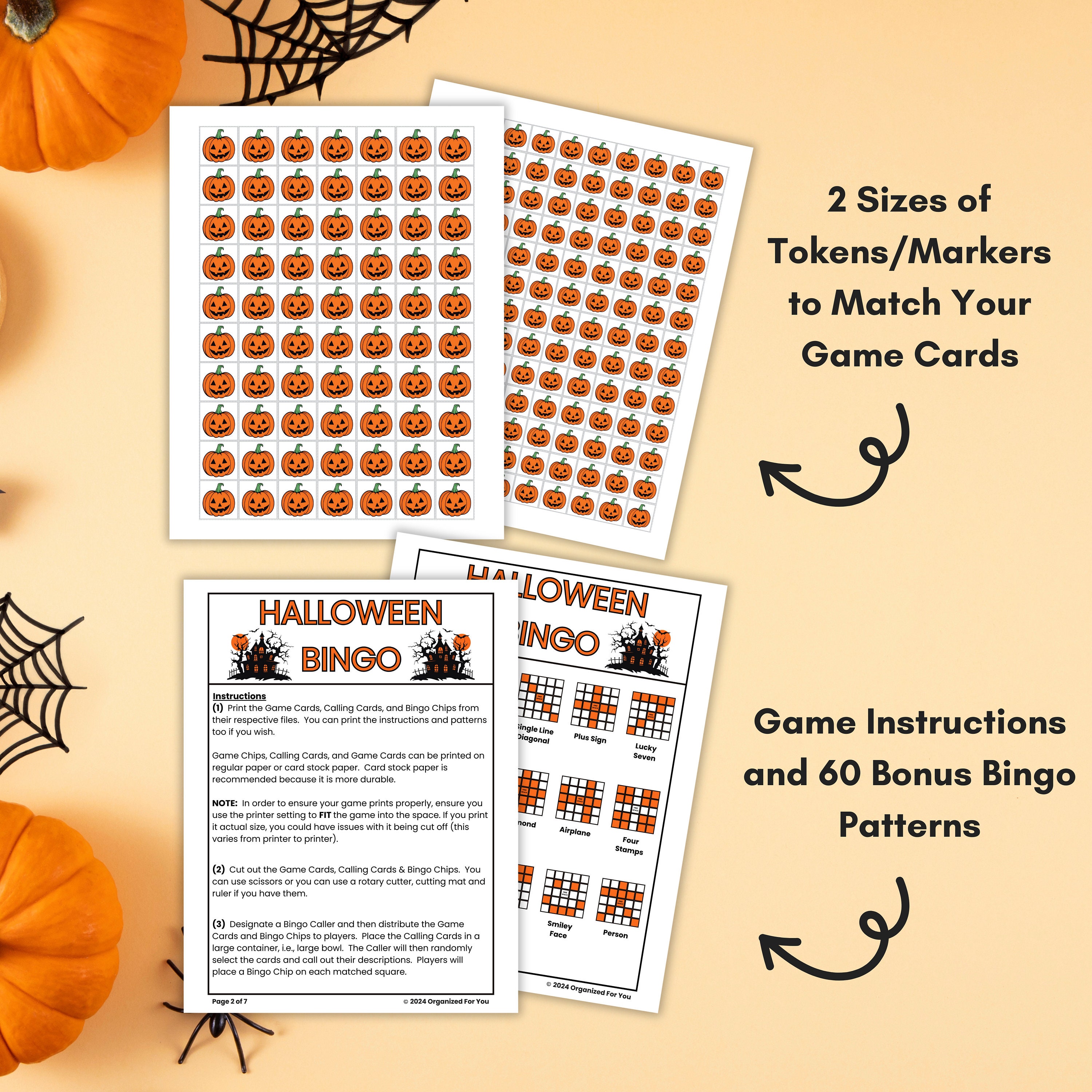 Halloween Bingo Game, 50 Unique Bingo Cards, Printable Halloween ...