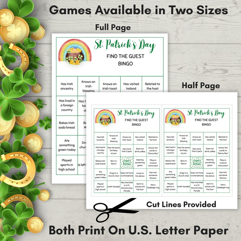 St. Patrick’s Day Printable Find the Guest Bingo, Icebreaker Game, Team ...