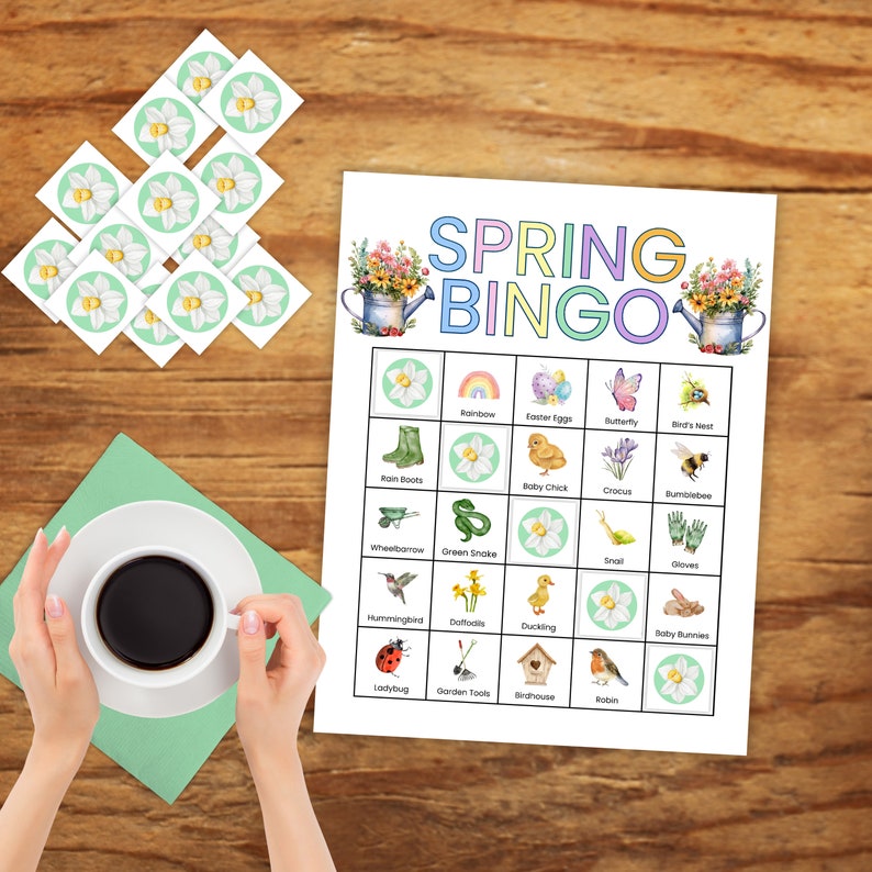 Printable Spring Bingo Games, Bingo Patterns, Springtime Bingo, Tea ...