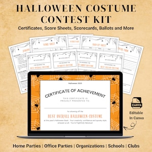 Halloween Costume Contest Kit, Canva Editable Winner Certificate ...