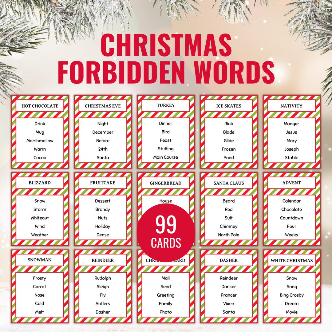 Christmas Forbidden Words Game, Printable Game Cards, Adult Games ...