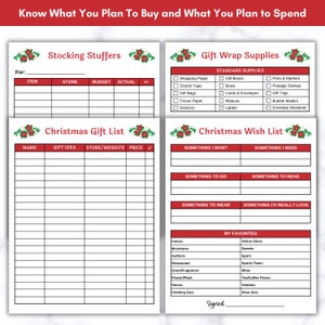 Editable Christmas Gift List, Printable Holiday Shopping List Planner ...