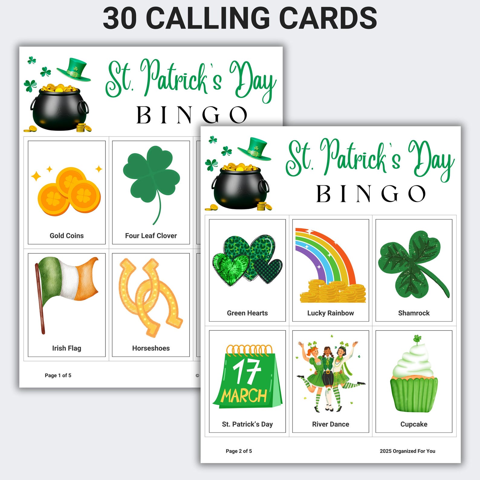 St Patricks Day Printable Bingo Game, Family Bingo Games for Kids ...