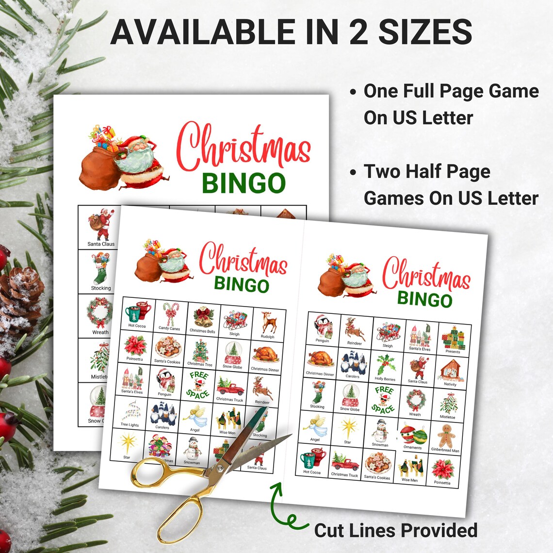 Christmas Bingo Games, Printable Bingo Game Cards, Games for Adults and ...