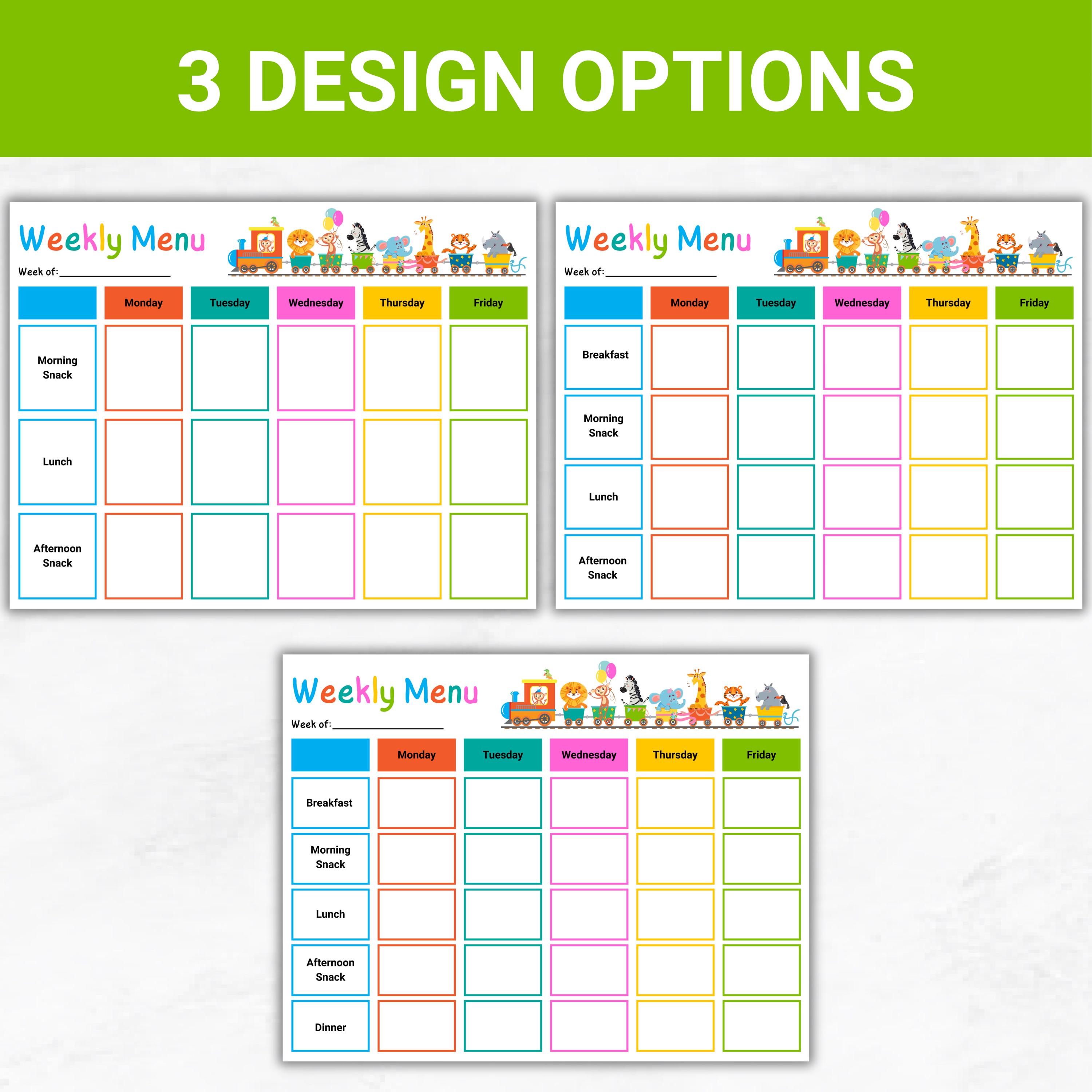Editable Daycare Weekly Menu, Printable Childcare Menu Plan, Home ...