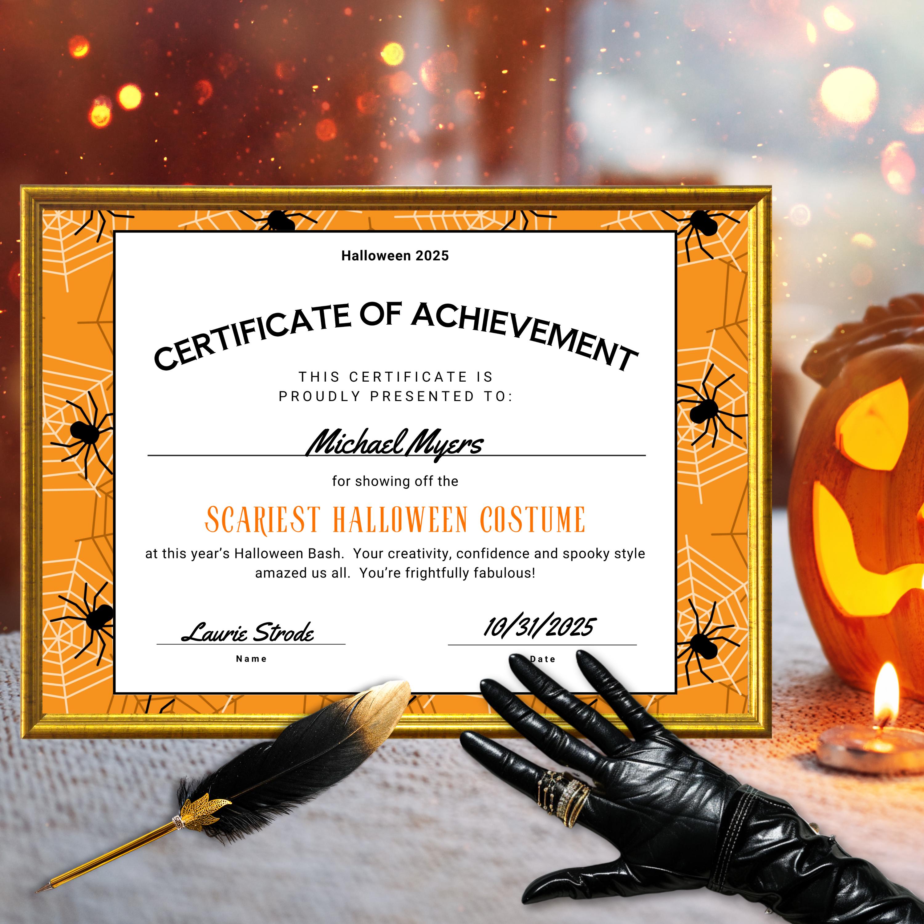 Halloween Costume Contest Kit, Canva Editable Winner Certificate ...
