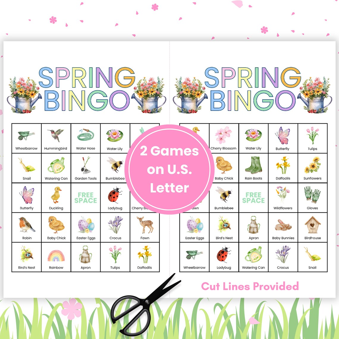 Printable Spring Bingo Games, Bingo Patterns, Springtime Bingo, Tea ...
