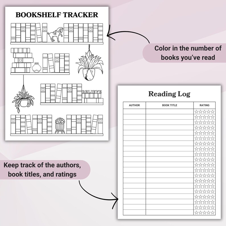 Bookshelf Reading Tracker, Printable Book Tracker, TBR Bookshelf ...