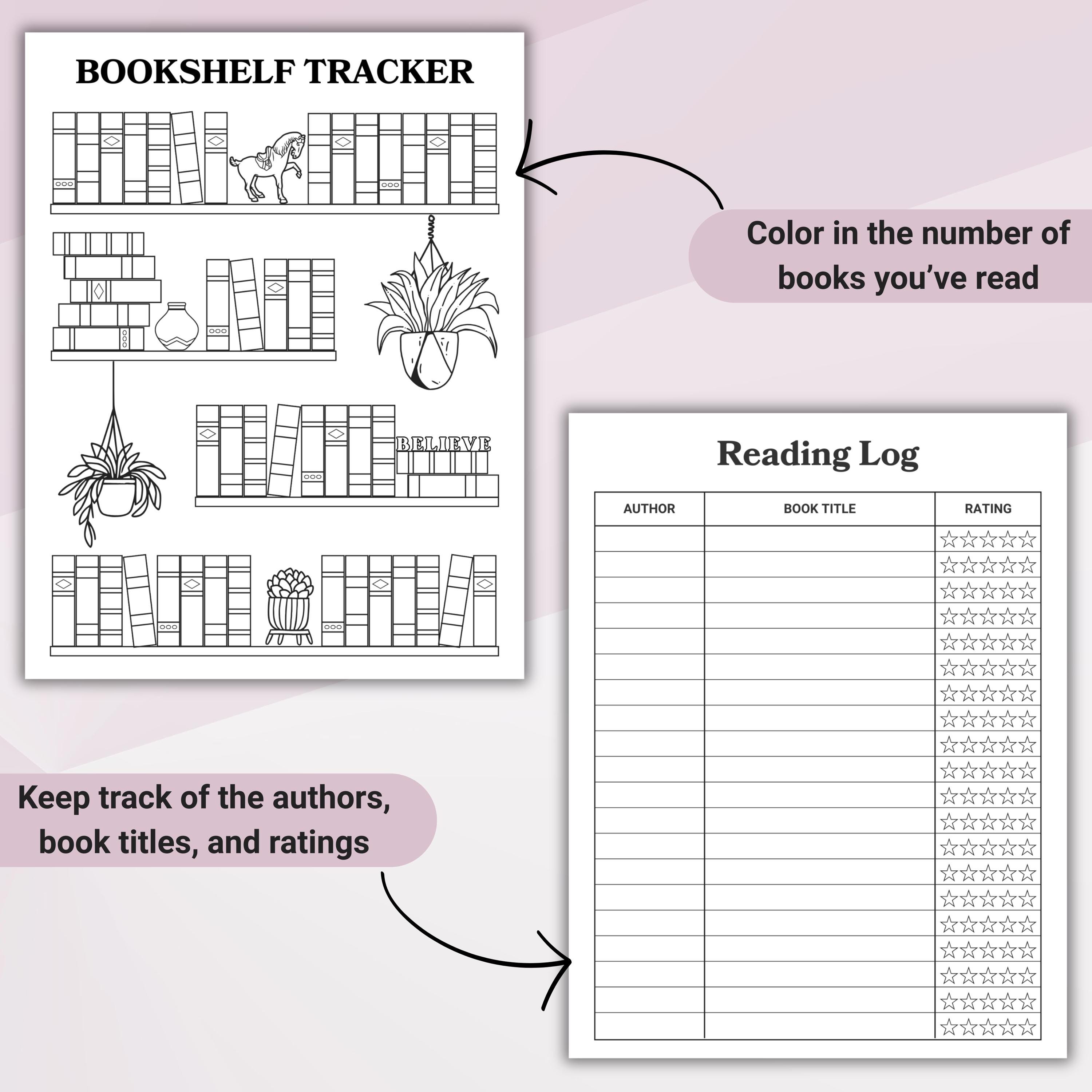 Bookshelf Reading Tracker, Printable Book Tracker, TBR Bookshelf ...